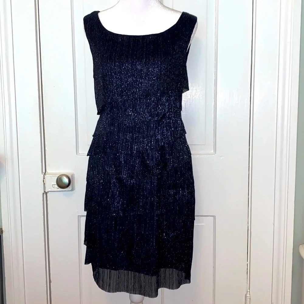 connected apparel | Dresses | Connected Navy Blue Metallic Tiered ...
